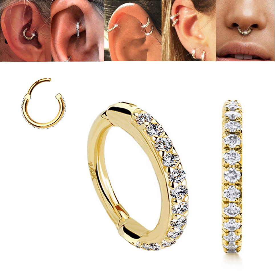 14K Yellow Gold Versatile Orbital Hinged Clicker Ring - Cartilage ...
