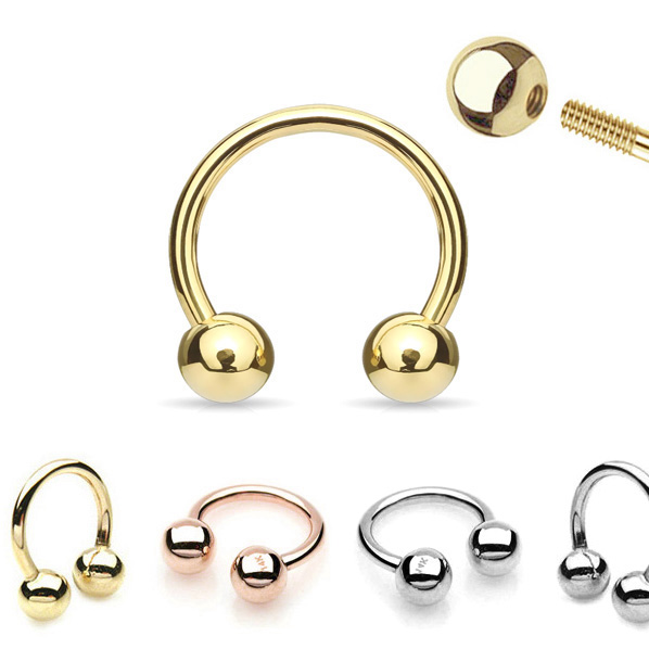 14K Gold Horseshoe Ring - Cartilage, Tragus, Daith, Rook, Septum, Lip