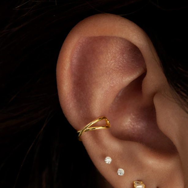 14K Solid Gold Cartilage Cuff - Helix, Conch