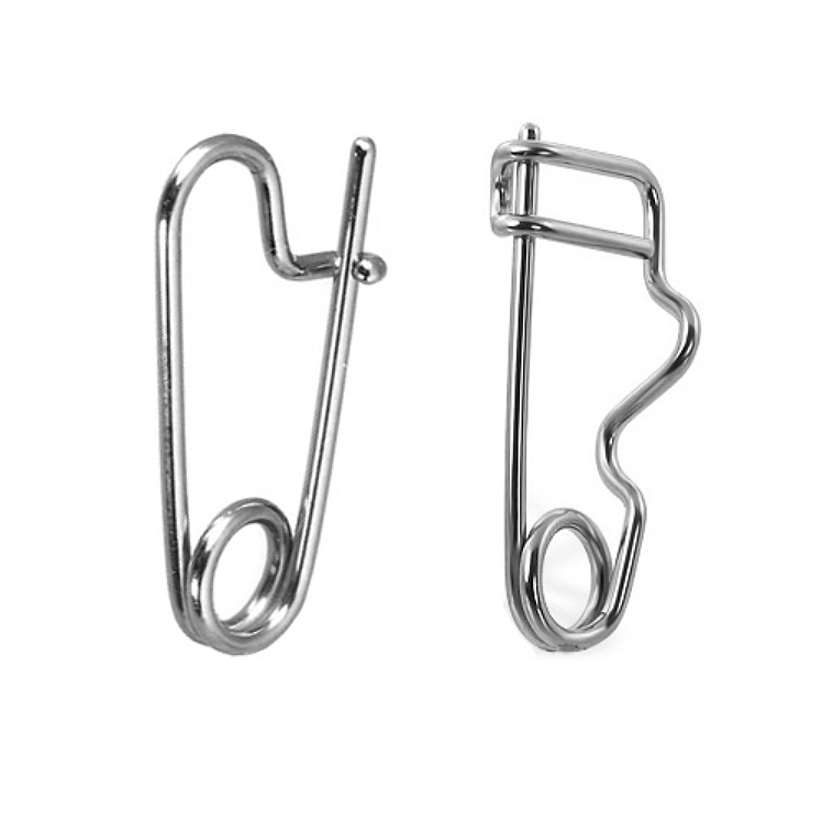 316L Safety Pins - Ear, Nipple, Surface Piercing (Pack of 2)