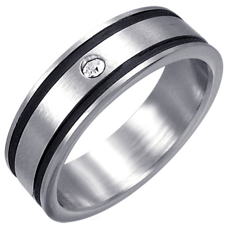 316L Stainless Steel Ring - CZ