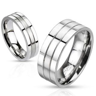316L Stainless Steel Ring - Double Groved