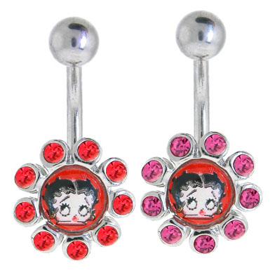 316L Betty Boop Classic Jeweled Belly Button Ring