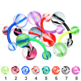 Bioplast Flexible UV Glass Swirl Belly Button Ring