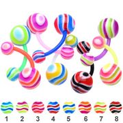 Bioplast Flexible UV Glass Swirl Belly Button Ring