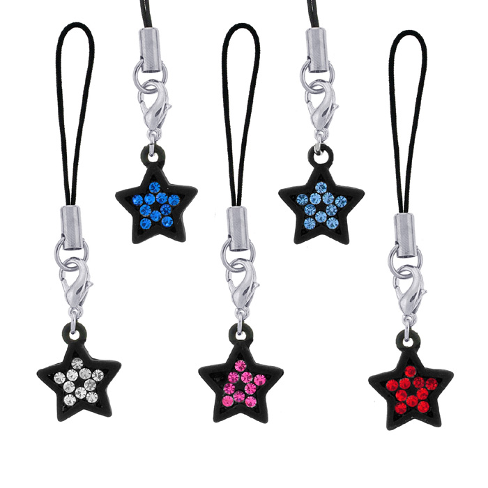Black Pave Star Cell Phone Charm