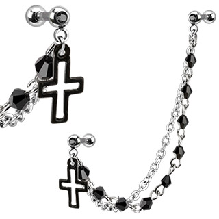 Chain Linked Tragus Earring - Cross