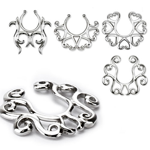 Clip On Tribal Nipple Ring 9615