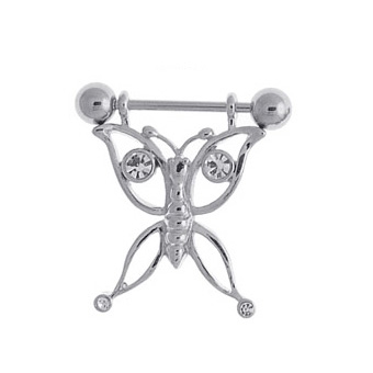 316L 14G Creature Nipple Ring - Butterfly