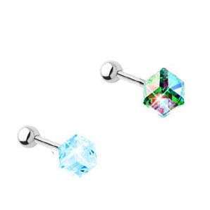 316L Crystal Magic Cube Tragus, Helix Cartilage Earring