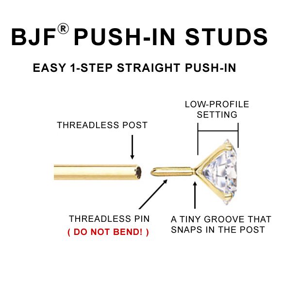 DIAMOND 14K Push-In Curved Barbell - Rook, Anti-Tragus, Eyebrow, Daith