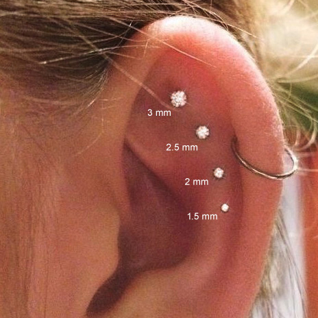 14K Gold Threaded 18G Flat Back Stud with Easy Guide Pin