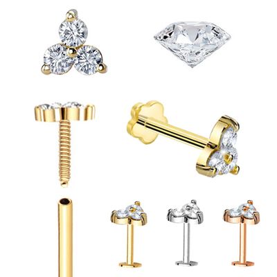 DIAMOND Trinity Internally Threaded Anti-Slip Flat Back Stud