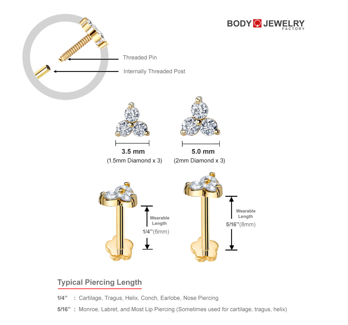 DIAMOND Trinity Internally Threaded Anti-Slip Flat Back Stud