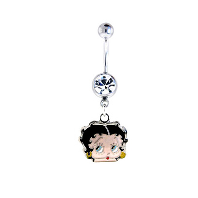 316L Fancy Dangling Betty Boop Belly Button Ring (style #4)