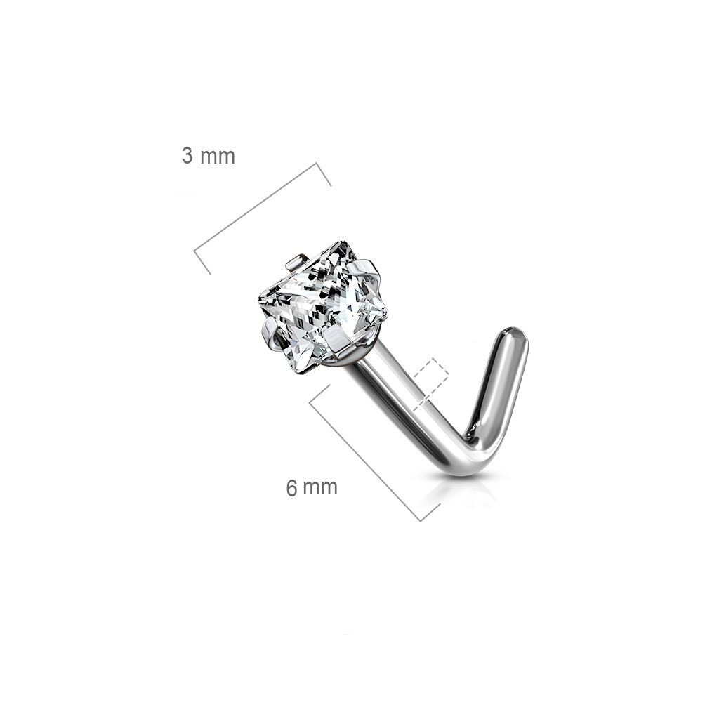 G23 Titanium Fancy CZ L-Shape Nose Stud