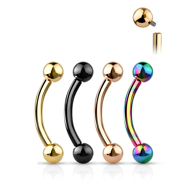 G23 Titanium Internally Threaded 16G PVD Curved Barbell