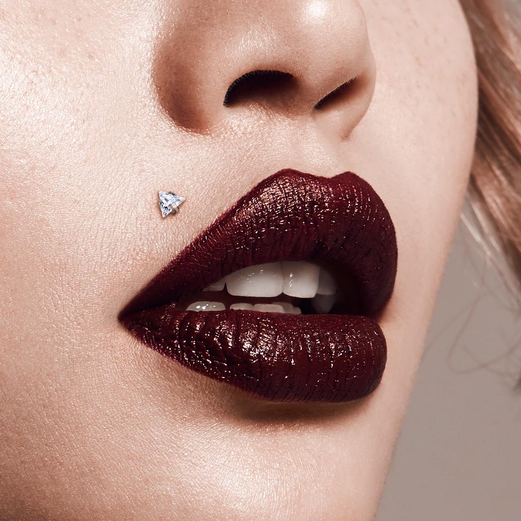 G23 Titanium Threaded Fancy CZ Flat Back Stud - Lips, Cartilage