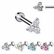 14K Gold Stud with Titanium Threaded 18G Flat Back Post - Cartilage, Lip, Nose