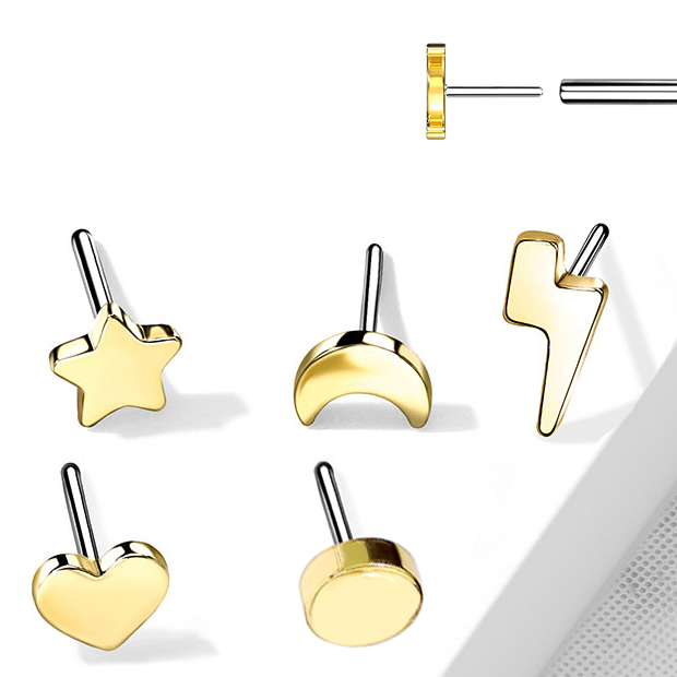 G23 Titanium Basic Gold Replacement Bend-To-Fit Push-In Top Pin