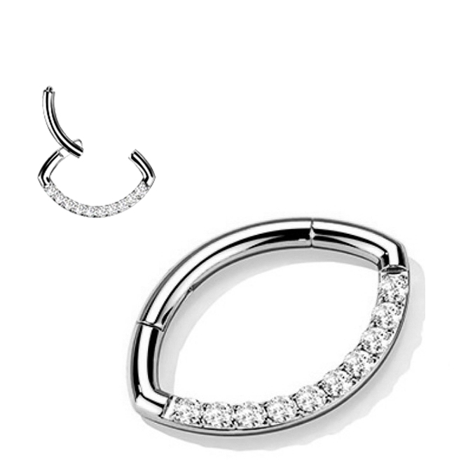 G23 Titanium CNC Oval Hinged Clicker Ring - Cartilage, Septum