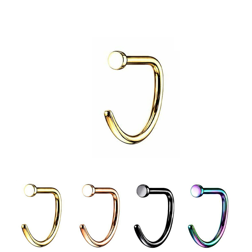 G23 Titanium Comfy D-shape Disc-End Easy Fit Bendable Open Hoop