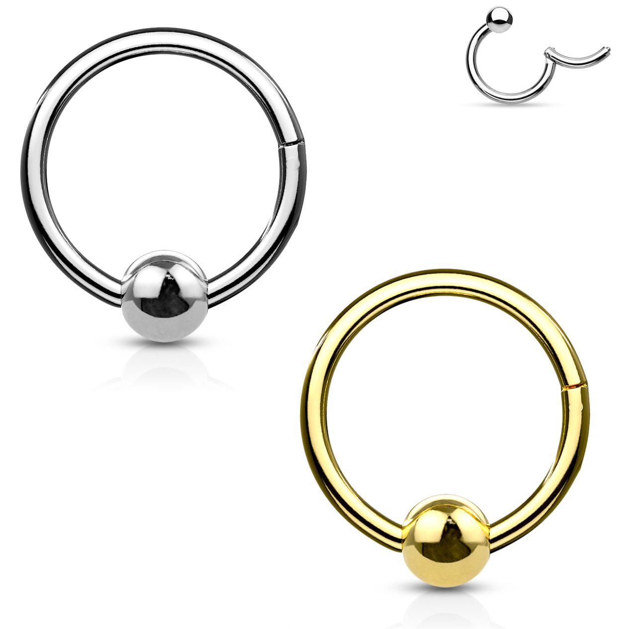 G23 Titanium Easy CBR Hinged Clicker Ring - Cartilage, Septum