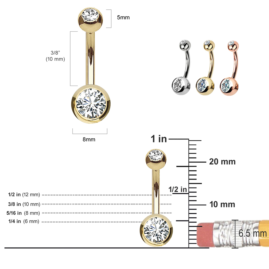 Titanium Belly Button Rings Implant Grade Titanium Hinged Gold Belly ...