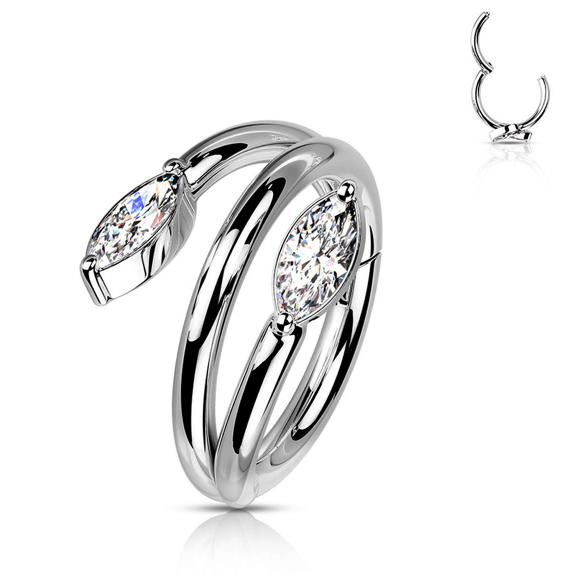 G23 Titanium Marquise Spiral Seamless Clicker Ring