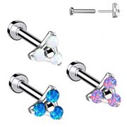 G23 Titanium Triple CZ Threadless Bend-To-Fit Push-In Flat Back Stud