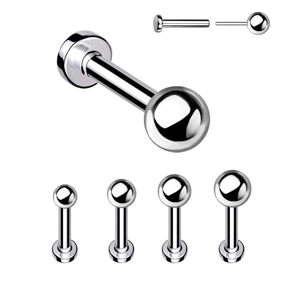 G23 Titanium Plain Ball Threadless Bend-To-Fit Push-In Flat Back Stud
