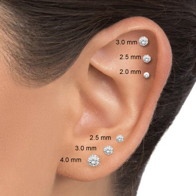 G23 Titanium Prong CZ Internally Threaded Stud - Cartilage, Lip, Nose
