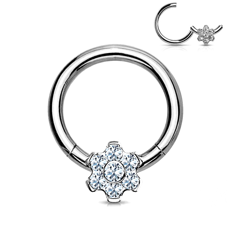 G23 Titanium Seamless Hinged Flower Clicker Ring - Natural