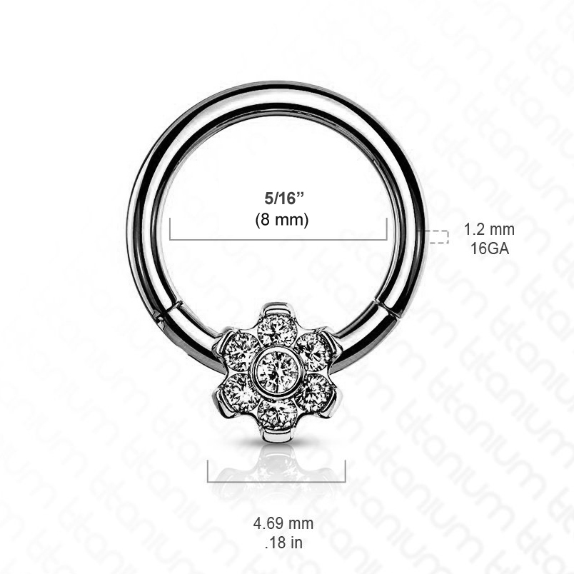G23 Titanium Seamless Hinged Flower Clicker Ring - Natural