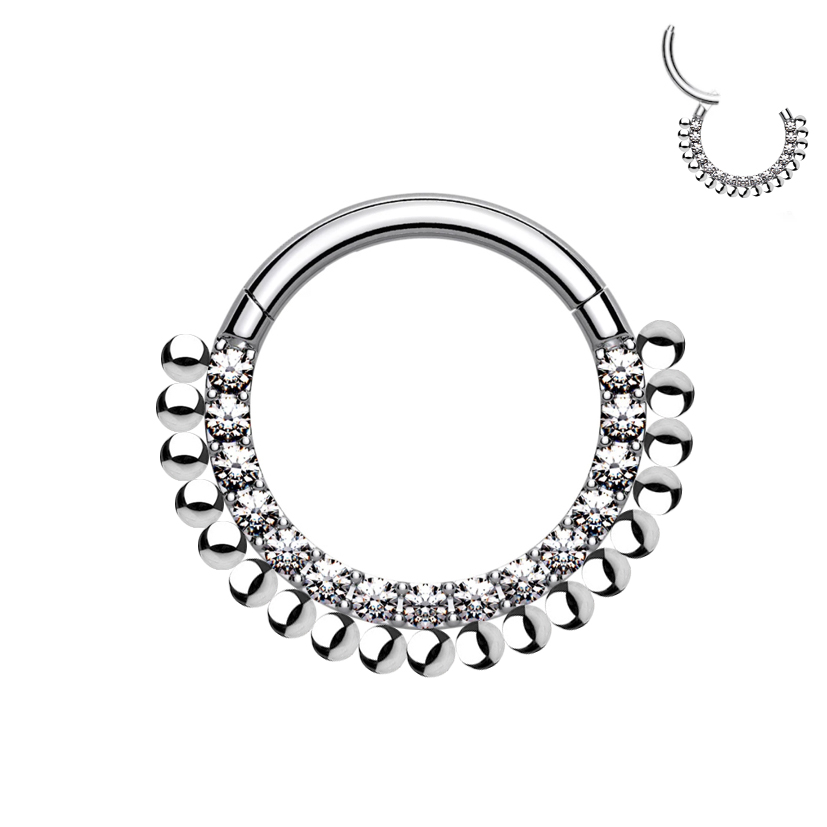 G23 Titanium Seamless Fancy CNC Hinged Clicker Ring - Daith, Septum