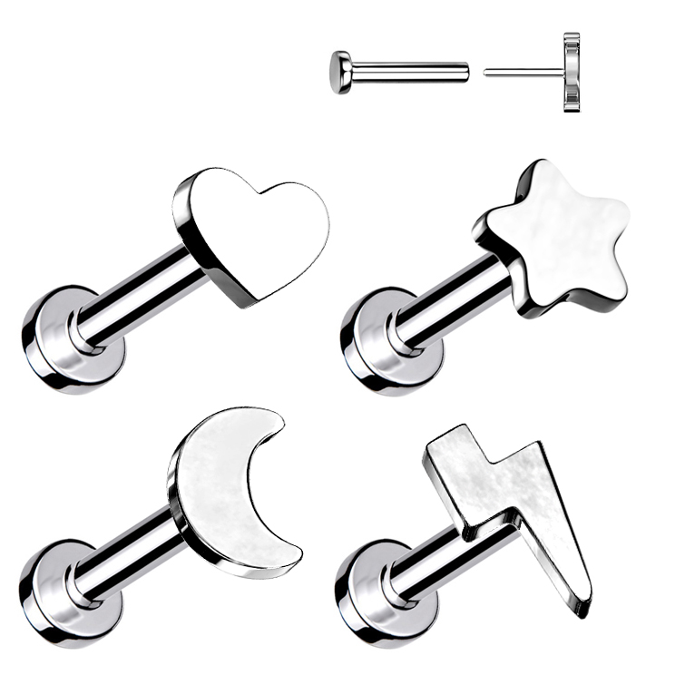 G23 Titanium Threadless Bend-To-Fit Basic Push-In Flat Back Stud