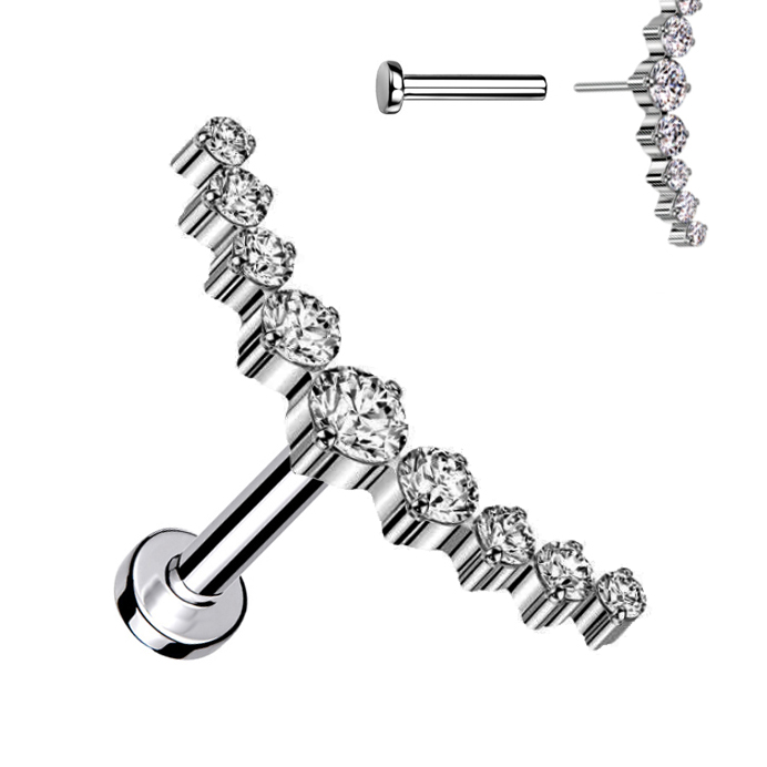 G23 Titanium Threadless Bend-To-Fit Push-In Flat Back Stud - Curved ...