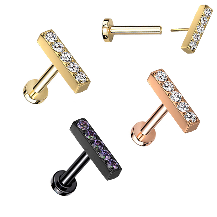 G23 Titanium Threadless Bend-To-Fit Push-In PVD Flat Back Stud - CNC Bar