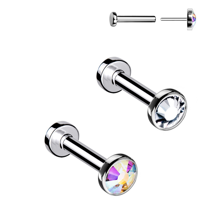G23 Titanium Threadless Bend-To-Fit Push-In Flat Back Stud - Disc Gem