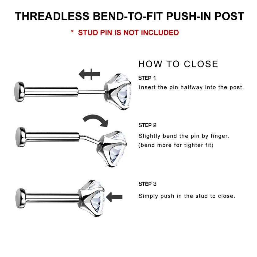 G23 Titanium Threadless Push-In Replacement Flat Back Post