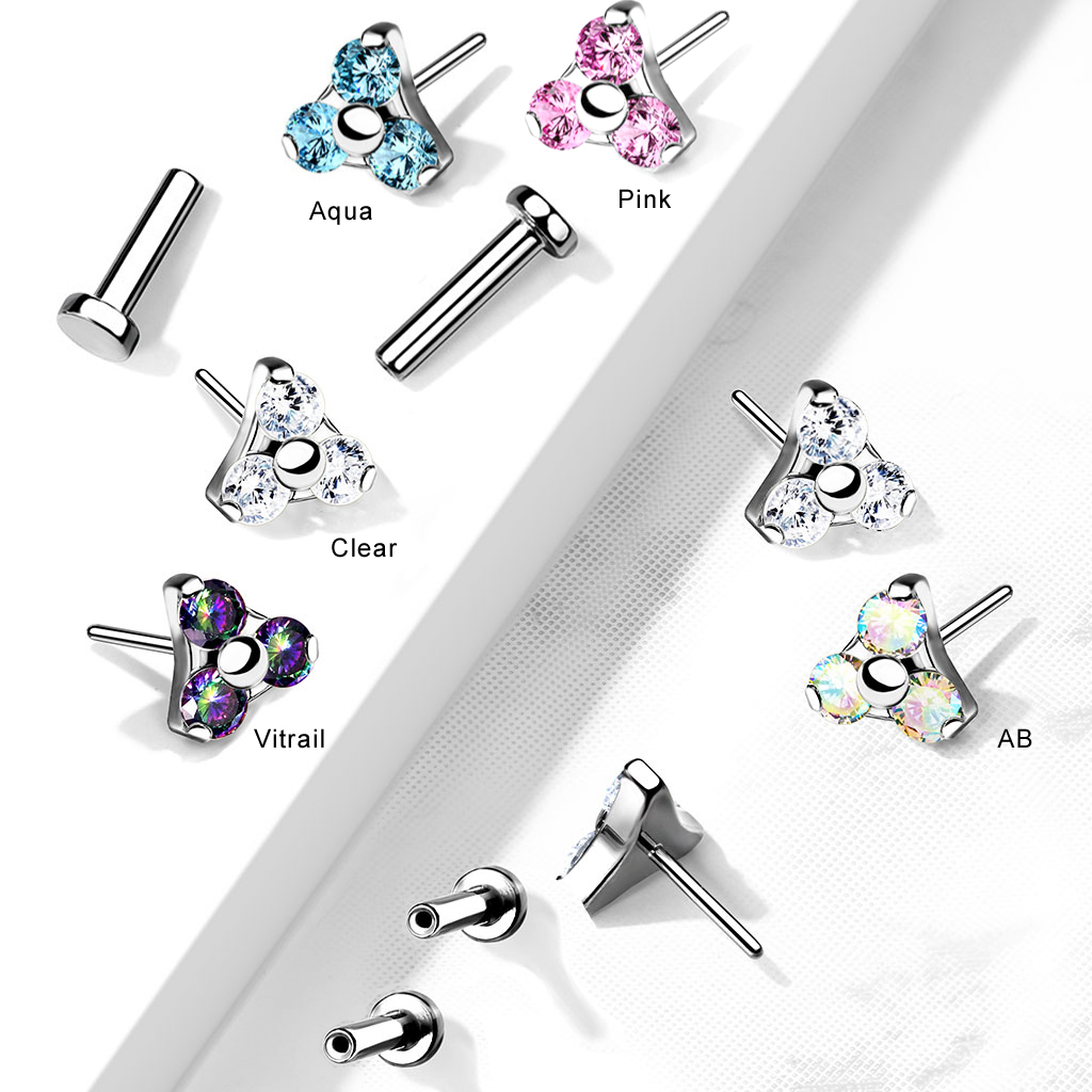 G23 Titanium Trinity Threadless Bend-To-Fit Push-In Flat Back Stud