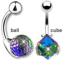316L Iridescent Swarovski Crystal Magic Belly Button Ring