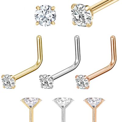 14K Solid Gold Nose Ring - L-Shaped