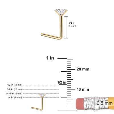 14K Solid Gold Nose Ring - L-Shaped