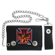 Cut-Out Leather Chain Wallet - Star