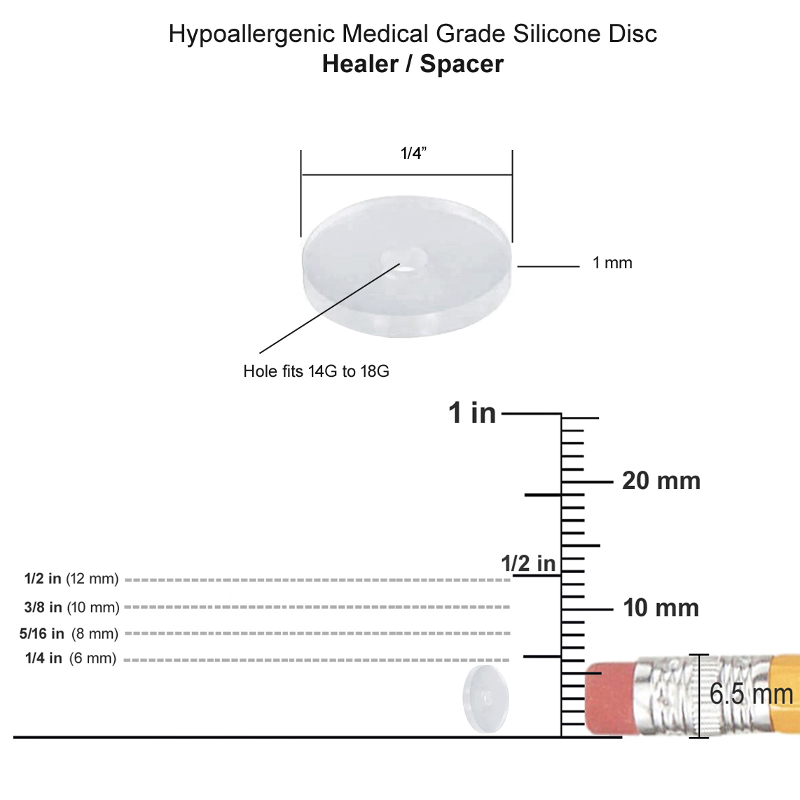 1mm Clear Medical Silicone Disc Spacer / Healer (Pack of 4)