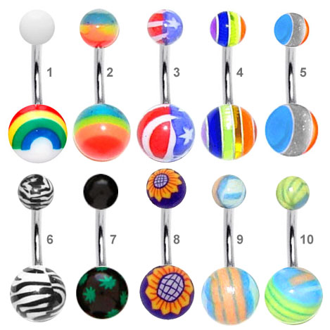 316L Mix and Match Fancy UV Belly Button Ring