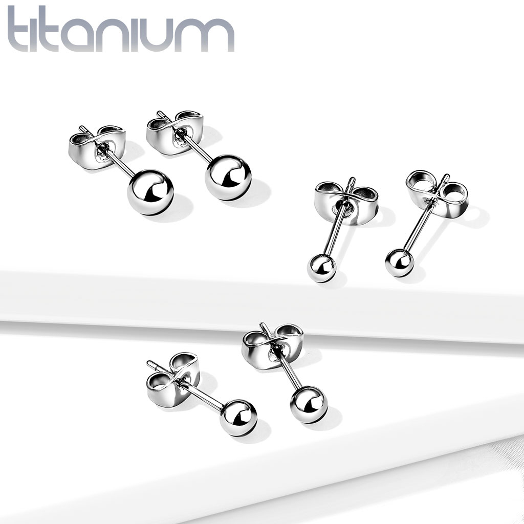 Pair of Hypoallergenic G23 Titanium Ball Earrings