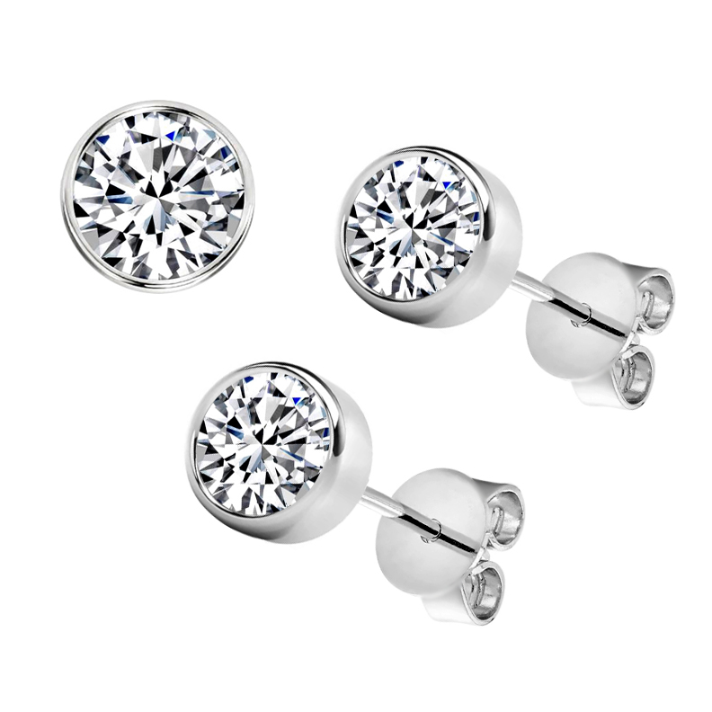 Pair of Hypoallergenic G23 Titanium Bezel CZ Stud Earrings