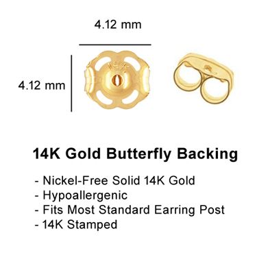 14K Gold Butterfly Earring Backing